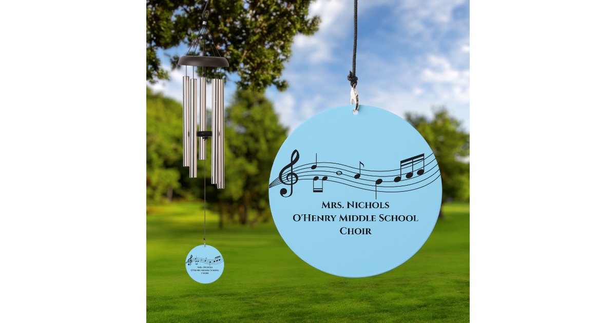 Personalized Music Teacher Musical Notes Wind Chime | Zazzle