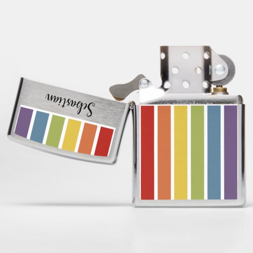 Personalized Muted Retro Color Rainbow Zippo Lighter | Zazzle