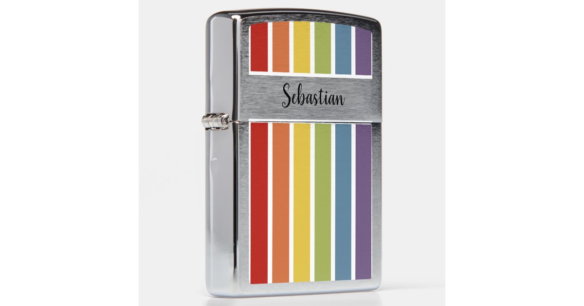 Personalized Muted Retro Color Rainbow Zippo Lighter | Zazzle