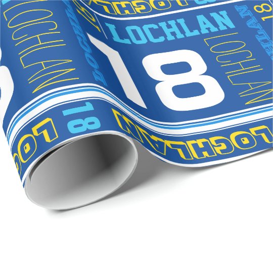 Personalized name 18th birthday sport wrap wrapping paper | Zazzle.com