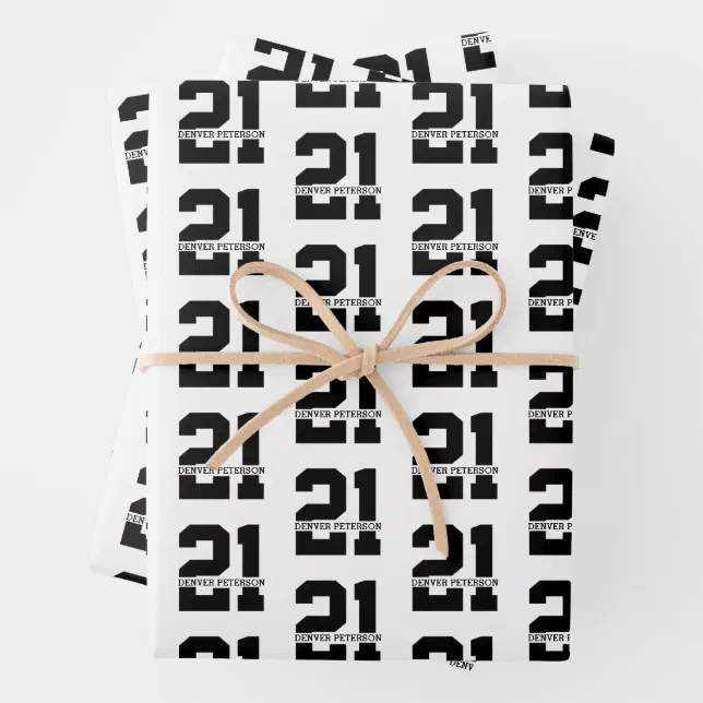 Personalized Name 21st Birthday Modern Wrapping Paper Sheets | Zazzle