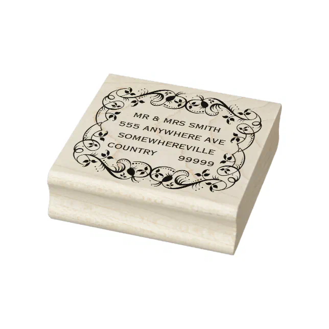 Personalized Name Address Rubber Wood Block Stamp | Zazzle