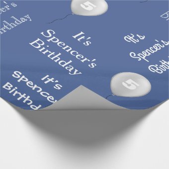 Personalized Name & Age Birthday Blue Wrapping Paper | Zazzle