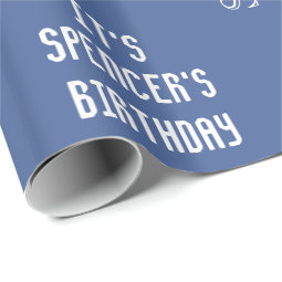Personalized Name & Age Birthday Blue Wrapping Paper | Zazzle