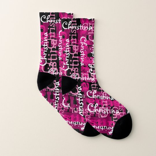 Personalized Name All Over Pink Collage Custom Socks | Zazzle.com