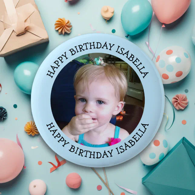 Personalized Name and Photo Birthday Button | Zazzle