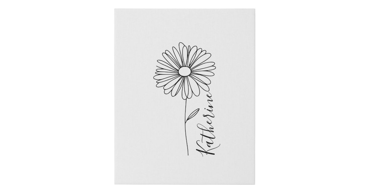 Personalized name April daisy Birth Flower Faux Canvas Print | Zazzle
