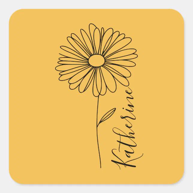 Personalized name April daisy Birth Flower Square Sticker | Zazzle