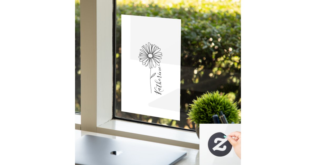Personalized name April daisy Birth Flower Window Cling | Zazzle