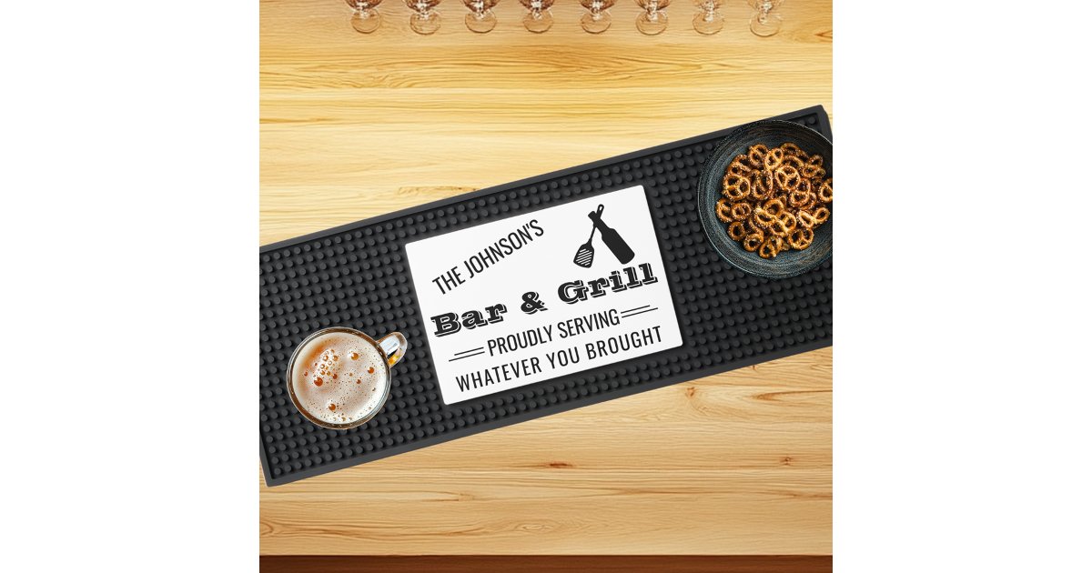 Personalized Name Bar and Grill Bar Mat | Zazzle