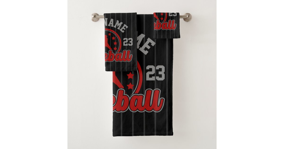 Personalized NAME Baseball Team Player Game Bath Towel Set | Zazzle
