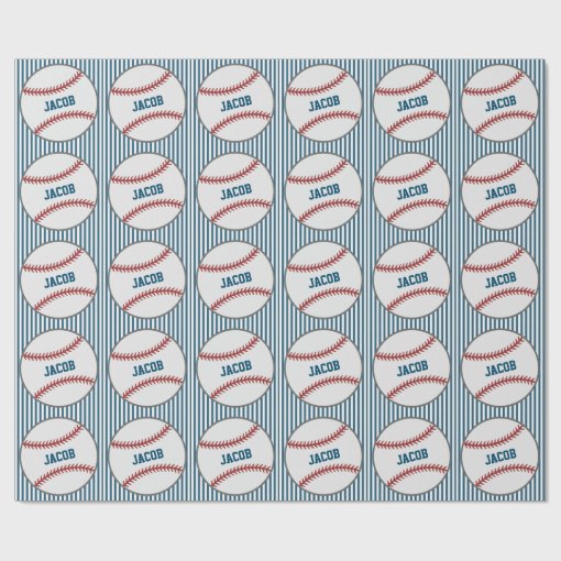 Personalized Name Baseball Themed Wrapping Paper | Zazzle