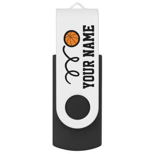 Personalized name basketball USB pen flash drive | Zazzle