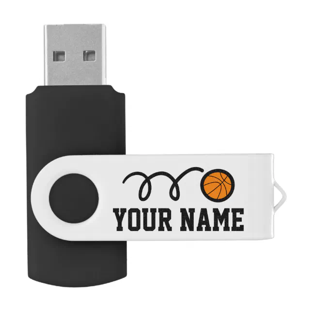 Personalized name basketball USB pen flash drive | Zazzle