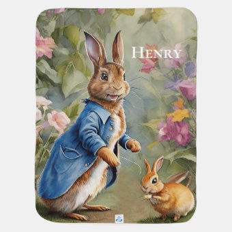 Personalized Name Beatrix Potter Peter Rabbit Baby Blanket | Zazzle