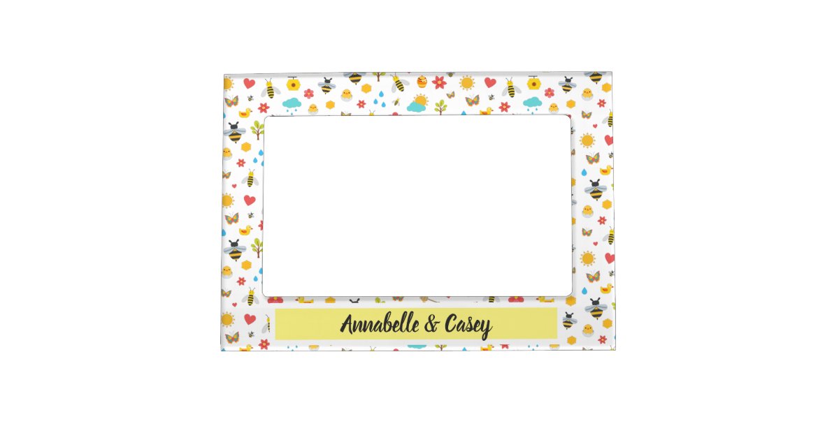 Personalized Name | Bees | Nature | Spring | Cute Magnetic Frame | Zazzle