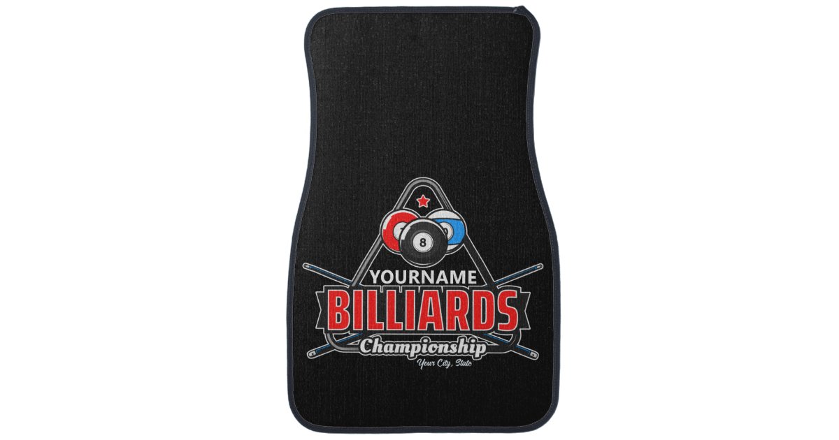 Personalized NAME Billiards 8 Ball Pool Cue Rack Car Floor Mat | Zazzle