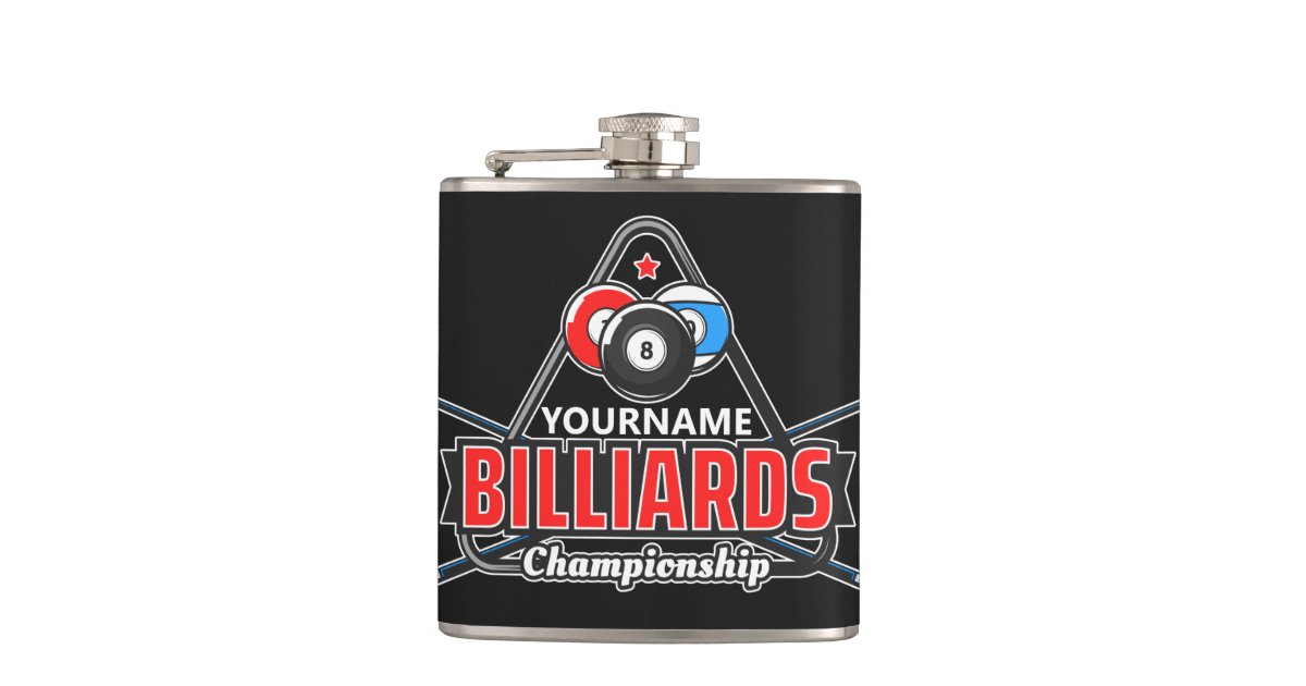Personalized NAME Billiards 8 Ball Pool Cue Rack Flask | Zazzle