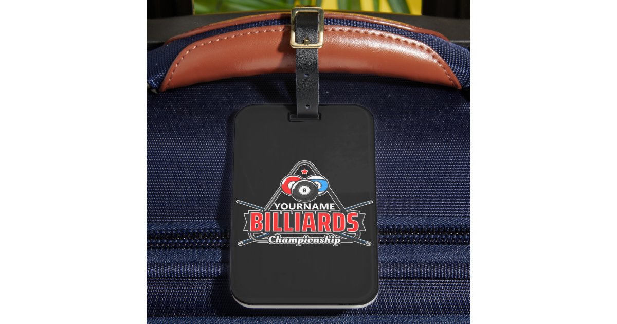 Personalized NAME Billiards 8 Ball Pool Cue Rack Luggage Tag | Zazzle