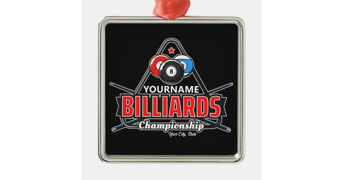 Personalized NAME Billiards 8 Ball Pool Cue Rack Metal Ornament | Zazzle