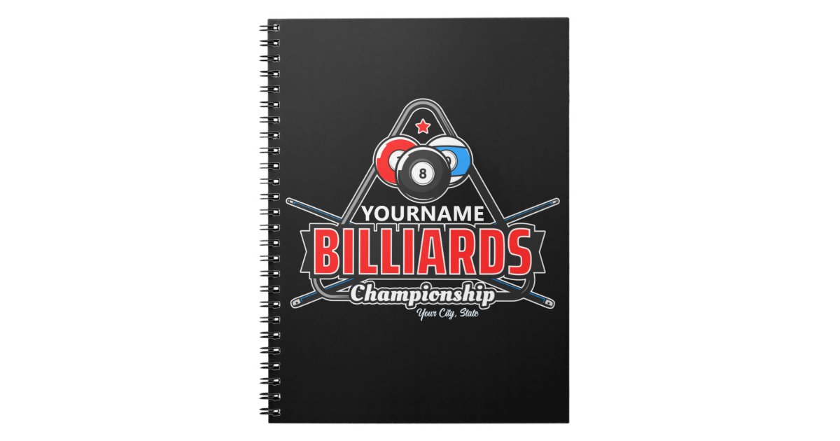 Personalized NAME Billiards 8 Ball Pool Cue Rack Notebook | Zazzle