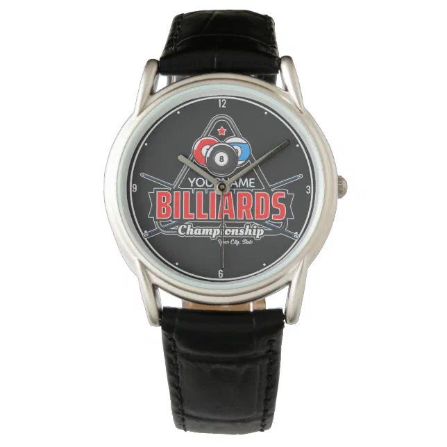 Personalized NAME Billiards 8 Ball Pool Cue Rack Watch | Zazzle