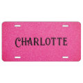 Personalized Name Black Pink Glitter License Plate | Zazzle