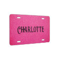 Personalized Name Black Pink Glitter License Plate | Zazzle