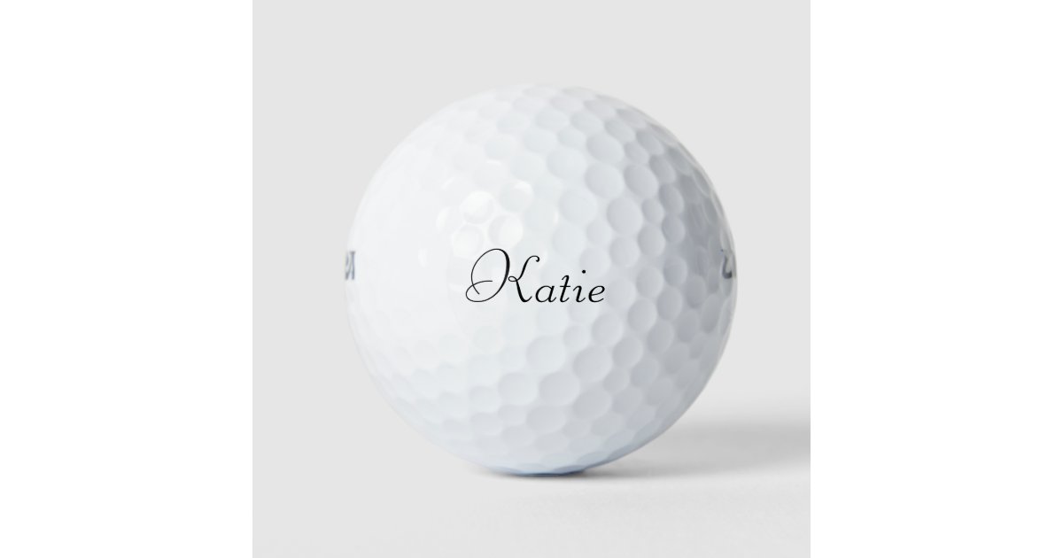 Personalized name black text, cursive font golf balls | Zazzle