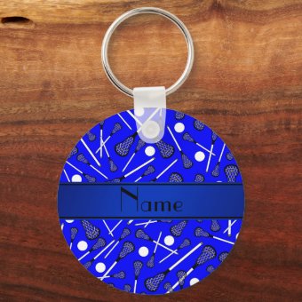 Personalized name blue lacrosse keychain | Zazzle