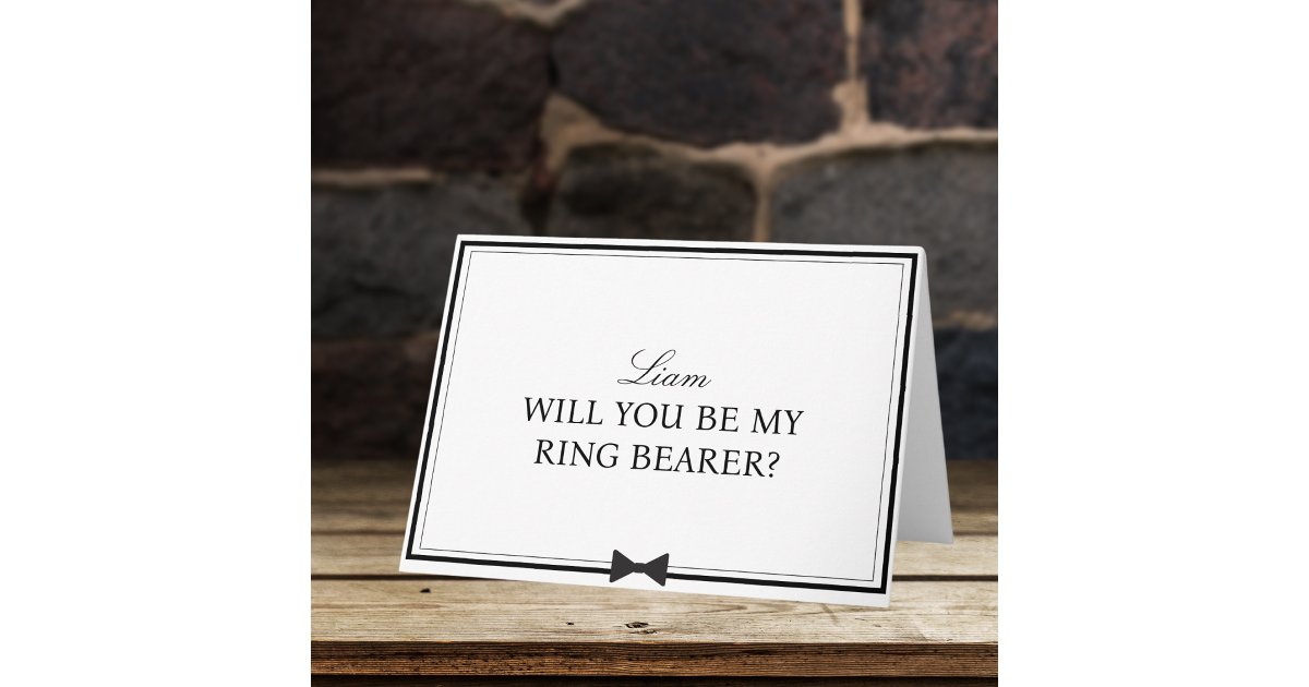 Personalized Name Bowtie Ring Bearer Proposal Card | Zazzle