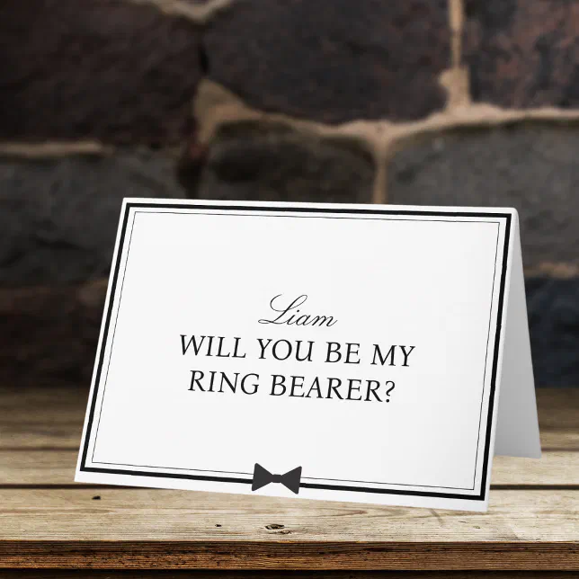 Personalized Name Bowtie Ring Bearer Proposal Card | Zazzle