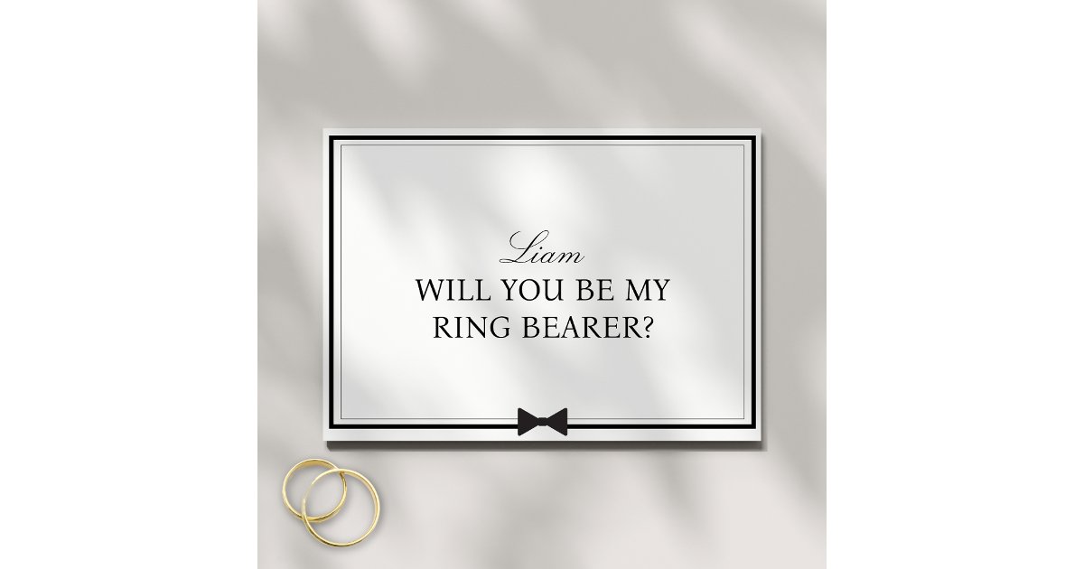 Personalized Name Bowtie Ring Bearer Proposal Card | Zazzle