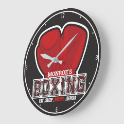 Personalized NAME Boxer Boxing Glove Prize Fighter Large Clock | Zazzle