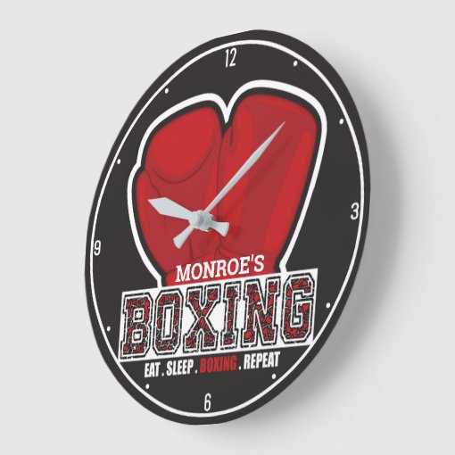 Personalized NAME Boxer Boxing Glove Prize Fighter Large Clock | Zazzle