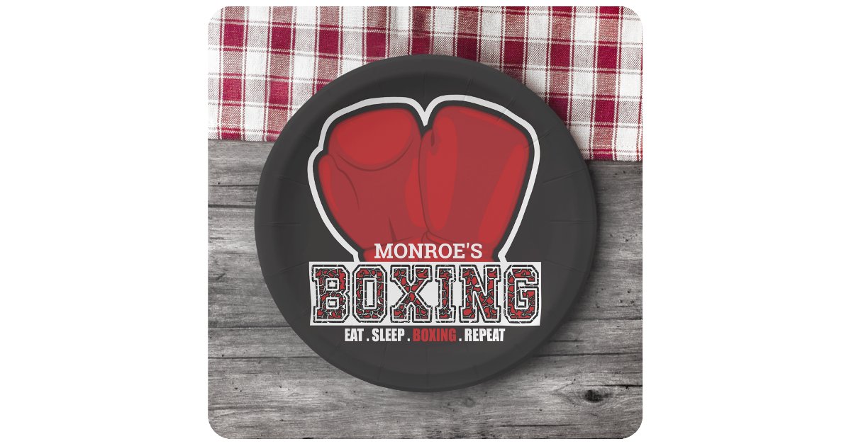 Personalized NAME Boxer Boxing Glove Prize Fighter Paper Plates | Zazzle