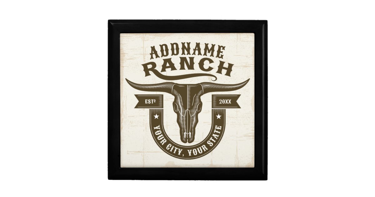 Personalized NAME Bull Steer Skull Western Ranch Gift Box | Zazzle
