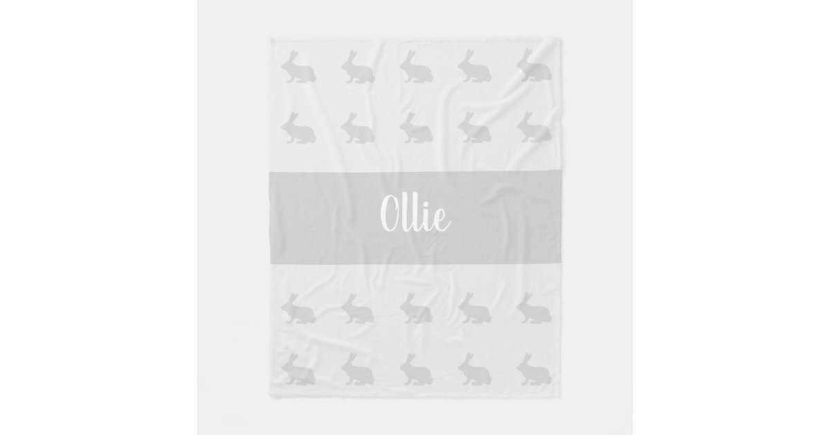 Personalized name bunny rabbit throw rug fleece blanket | Zazzle