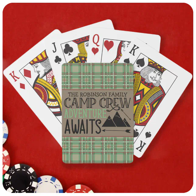 Personalized NAME Cabin Camping Adventure Poker Cards | Zazzle
