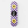 Personalized Name Checkerboard & Sunflower purple Skateboard | Zazzle