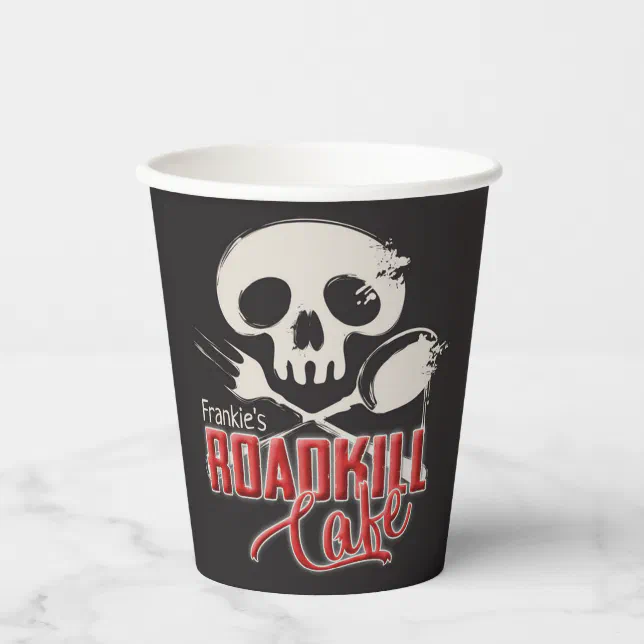 Personalized NAME Cheeky Roadkill Cafe Party Paper Cups | Zazzle