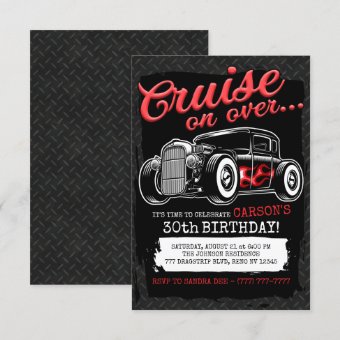 Personalized NAME Classic Hot Rod Birthday Party Invitation | Zazzle