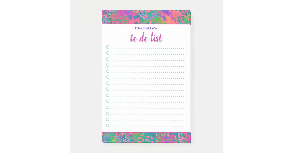 Personalized Name Colorful Abstract To Do List Post-it Notes | Zazzle