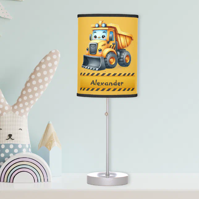 Personalized Name Construction Vehicles Baby Boy Table Lamp | Zazzle