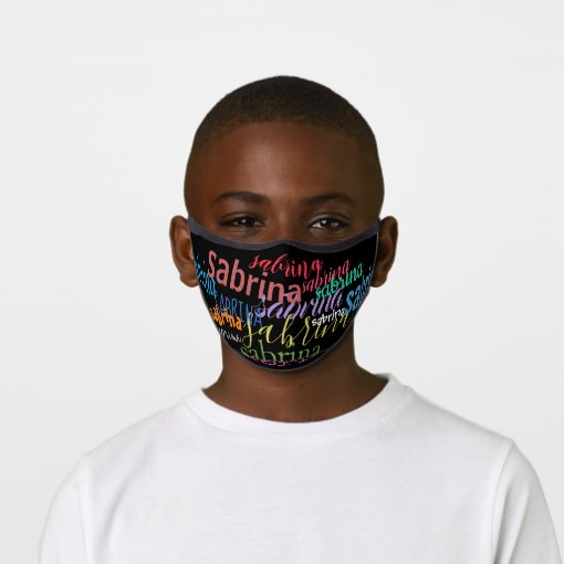 Personalized name custom calligraphy colorful premium face mask | Zazzle