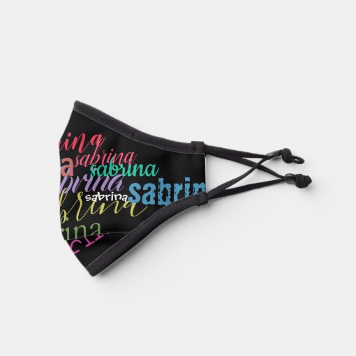 Personalized name custom calligraphy colorful premium face mask | Zazzle