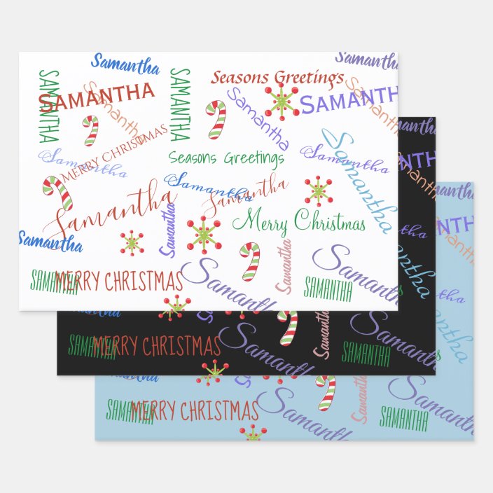 Personalized Name Custom Holiday Christmas Wrapping Paper Sheets ...