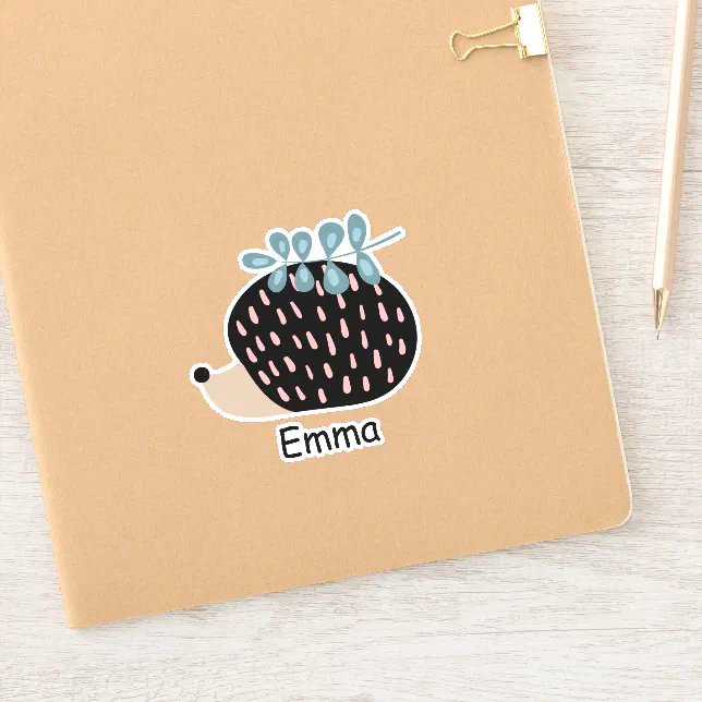 Personalized Name Cute Hedgehog Notebook Labels | Zazzle