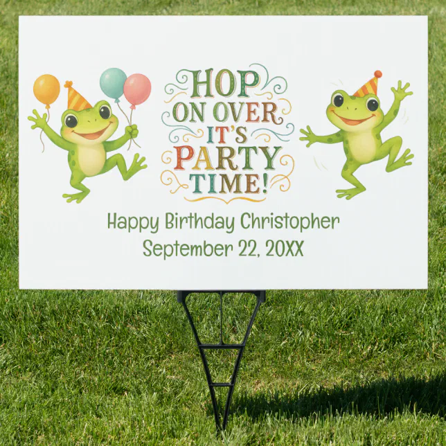 Personalized Name Date Frog Boys Toddler Birthday Sign | Zazzle
