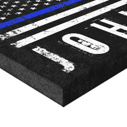 Personalized Name Distressed Police Flag Canvas Print | Zazzle